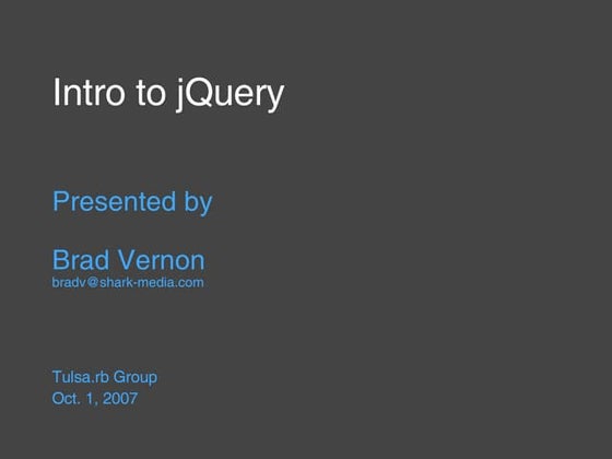 Intro To Jquery | PPT Intro To Jquery | PPT