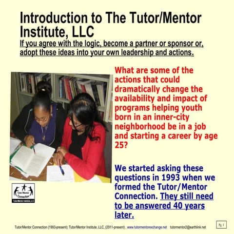 Introduction to Tutor/Mentor Institute, LLC | PPT | Free Download