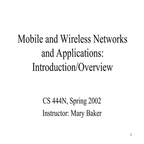 Mobile and Wireless Networking lecture 3 | PPT