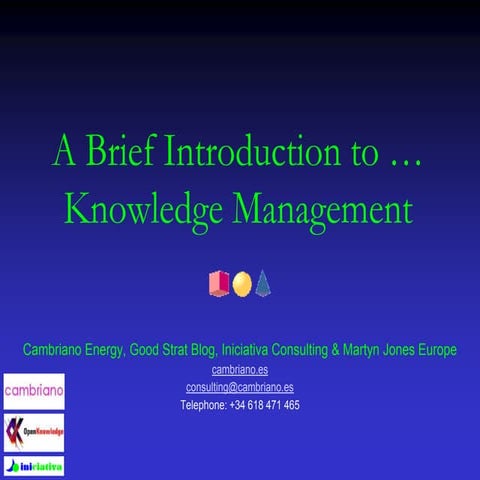 A brief introduction to Knowledge Management | PPTX