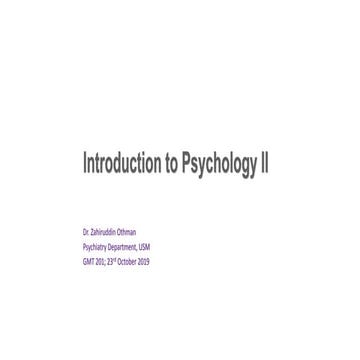 Introduction to psychology II (2019) | PPT