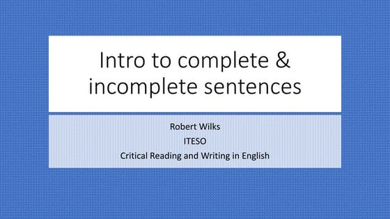 Egt 1 what are sentences | PPT