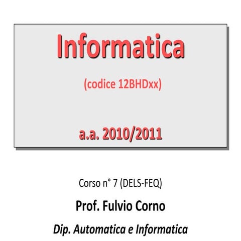 12BHD Informatica - Introduzione alla Programmazione in C | PPT