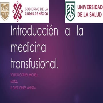 Introducción a la medicina transfusional | PPTX