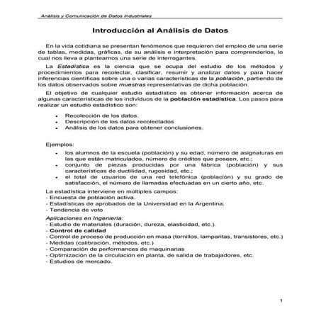 Introducción al análisis de datos | PDF