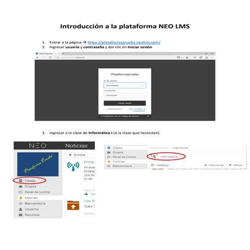 Introducción a la plataforma neo lms | PDF