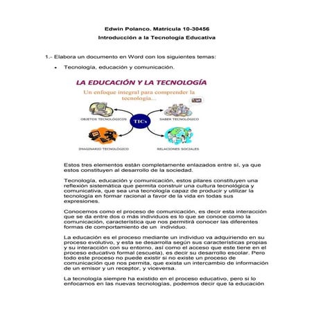 Introducción a la tecnología educativa, tarea 1 | PDF