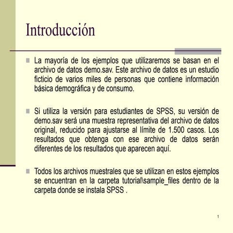 INTRODUCCION al analisis estadistico SPSS | PPT