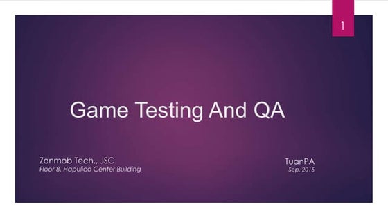 Software testing vs. Game testing | PPT
