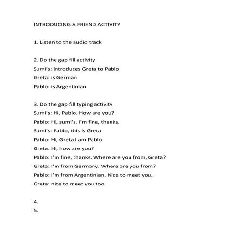 Introducing a friend activity | DOCX