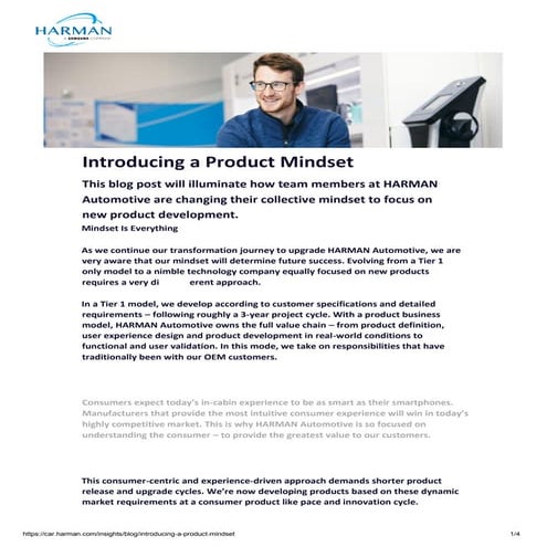 Introducing a Product Mindset.pdf- HARMAN | PDF | Automotive Industry ...