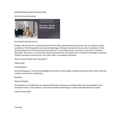 INTRODUCING EIMPLE EDUCATION | PDF