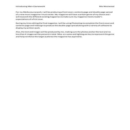 Introducing main coursework | PDF