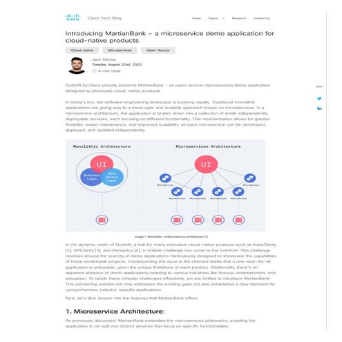 Introducing MartianBank - a microservice demo application for cloud-native products | Cisco Tech ...