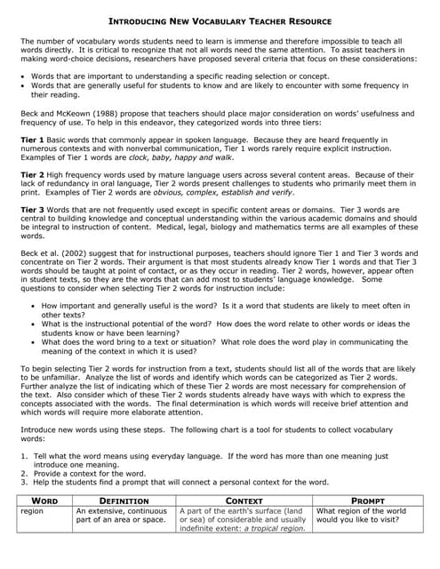 Vocabulary chapter 2 word tiers | PPT