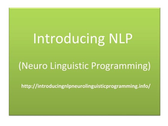 Well being through neuro linguistic programming | PPT
