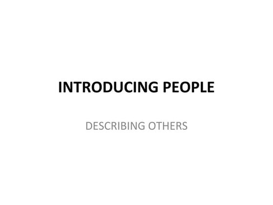 Introducing people 2nd activity | PPT