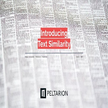 Introducing text similarity on the Peltarion Platform | PPT