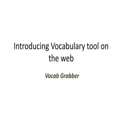 Introducing vocabulary tool on the web | PPT