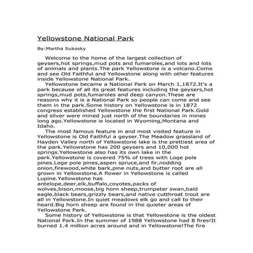 "Yellowstone: Nature's Masterpiece.pptx" | PPTX