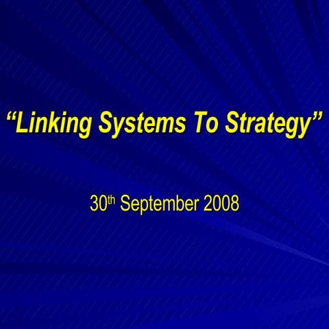Linking Systems to Strategy - Introduction | PPT