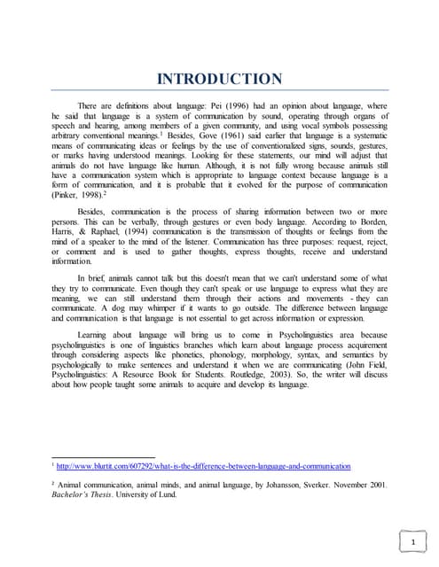 Hockett's language features | PPTX | Technology & Computing