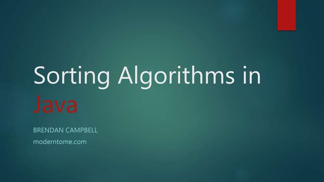 Java Sorting Algorithms Pptx Programming Languages Computing