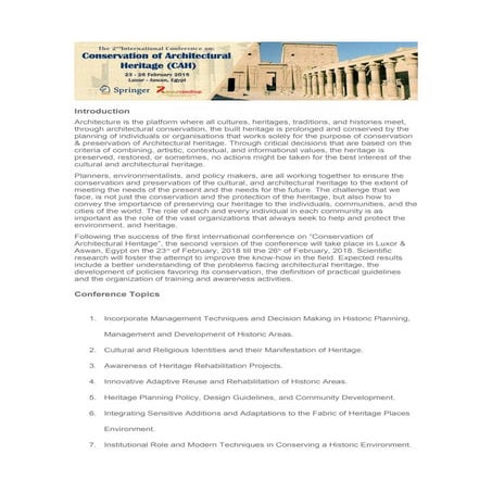 Conservation of Architectural Heritage (CAH) | PDF