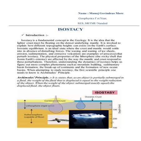 Isostasy - Meaning and different models of isostasy | PDF