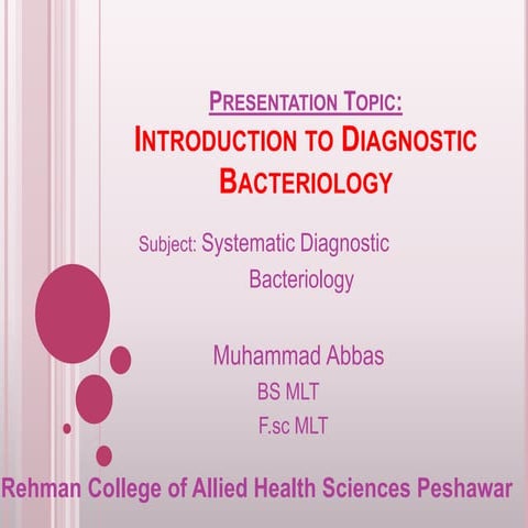 Introduction. to Systematic diagnostic bacteriology | PPTX