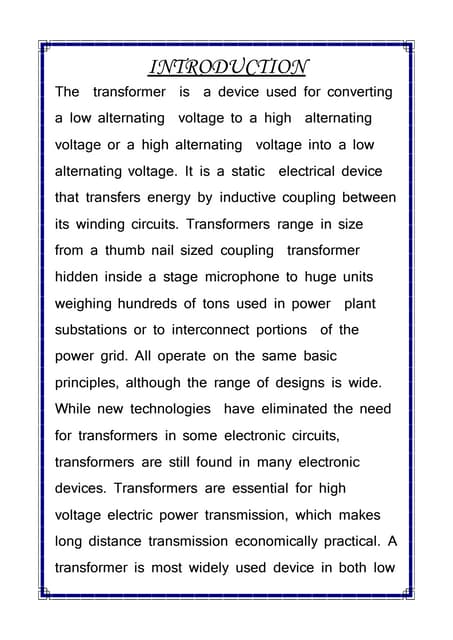 Transformer basics | PDF