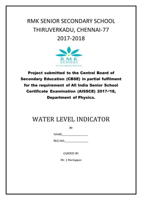 CLASS 12TH PHYSICS PROJECT ON WATER LEVEL INDICATOR | PDF