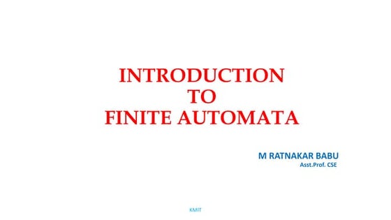 Deterministic Finite Automata Dfa Ppt