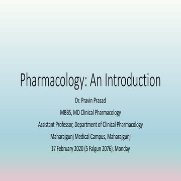 Introduction to Pharmacology | PPT