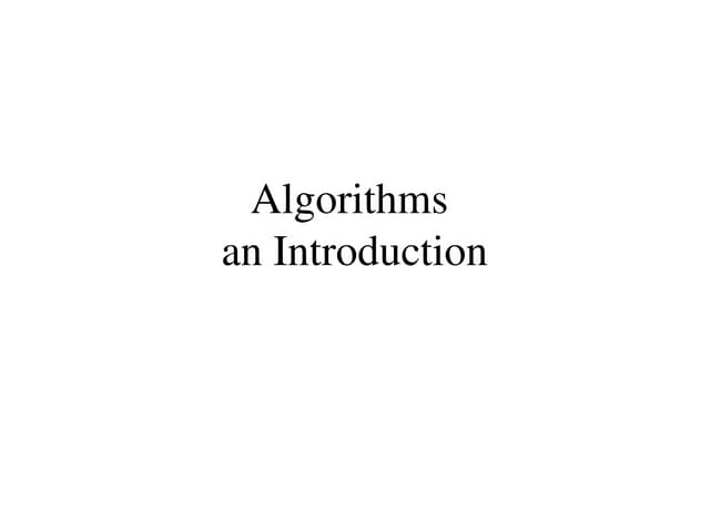 Introduction To Algorithms And Programing Ppt