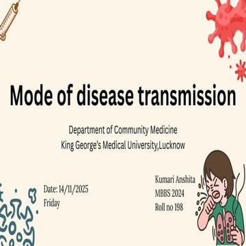 Mode of disease transmission in community medicine MBBS 2nd year | PDF