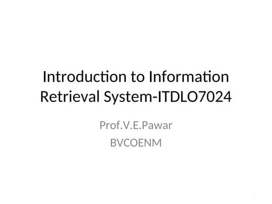 Ir Introduction Ppt