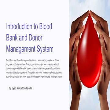 blood bank management system project report | PPTX