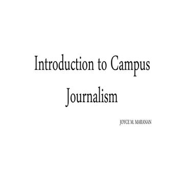 Basics of Campus Journalism | PDF