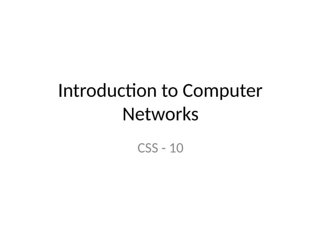 Powerpoint Introduction To Computer Networks Pptx