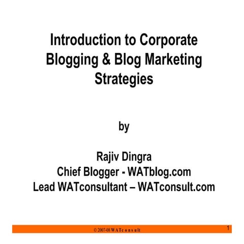 Introduction to Corporate Blogging - WATConsult.com
