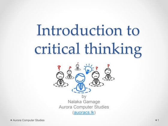 Critical Thinking | PPTX | Educational Assessment | Education