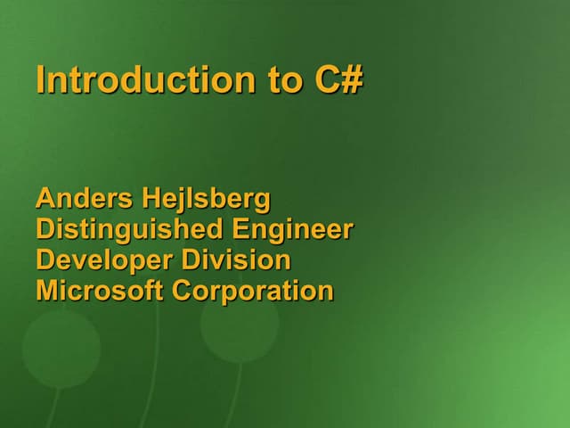 Introduction To Csharpppt