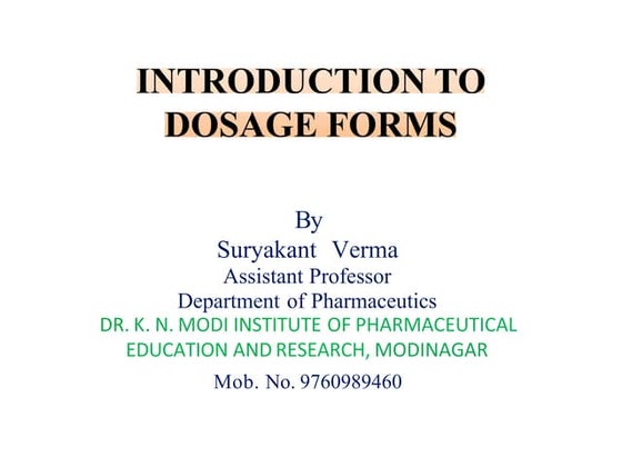 Introduction to dosage forms | PDF | Skin and Dermatology | Diseases ...