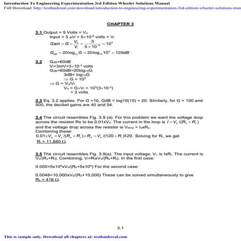 Introduction to Engineering Experimentation 3rd Edition by Wheeler Solutions Manual | PDF ...