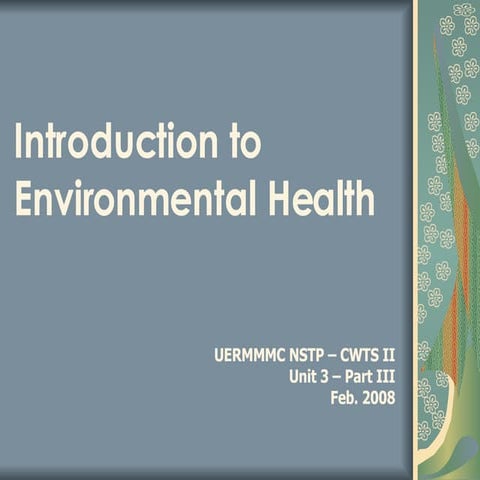 Introduction to Environmental Health | PPT