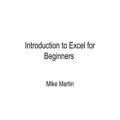 Introduction to Microsoft Excel for Beginners | PPT