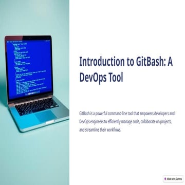 Introduction To Gitbash A Devops Tool 1 Pptx