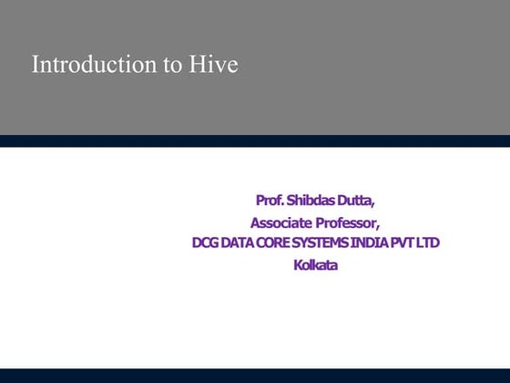 BDA: Introduction to HIVE, PIG and HBASE | PPT