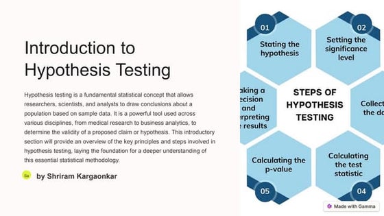 Hypothesis Testing.pptx ( T- test, F- test, U- test , Anova) | PPTX ...